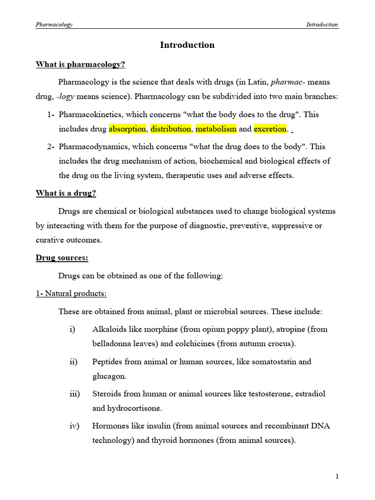 Lectures 1-2 - Introduction | PDF | Receptor (Biochemistry) | Topical Medication