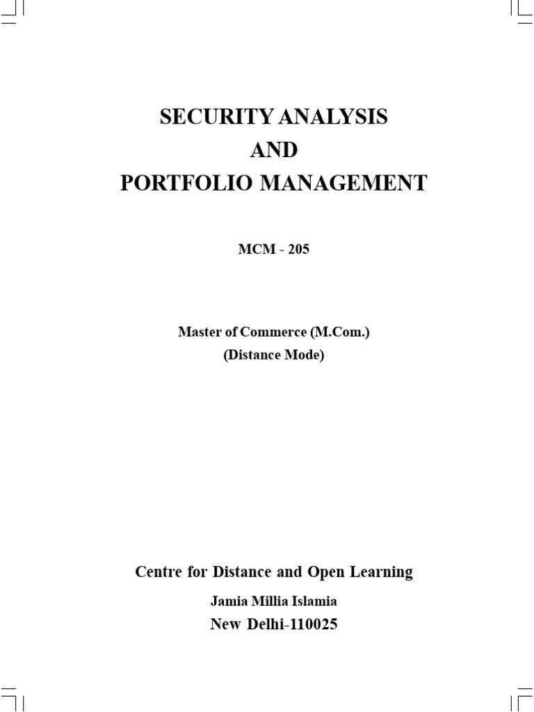 305 (Security Analysis and Portfolio Management) | PDF | Investing | Stocks