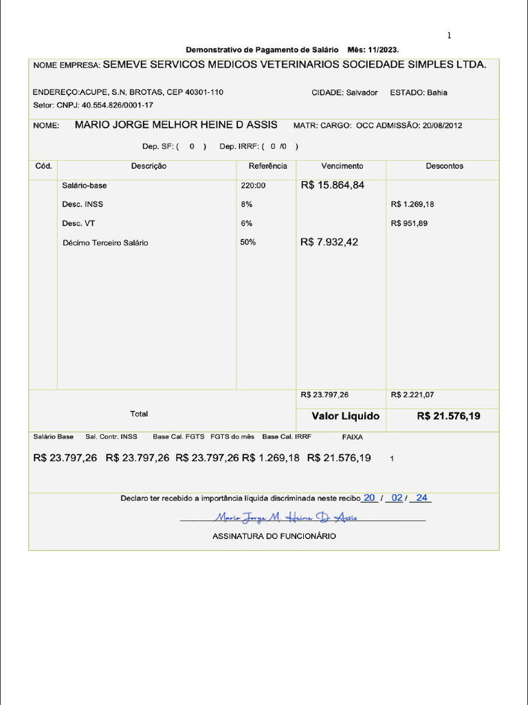 Contra Cheque. | PDF