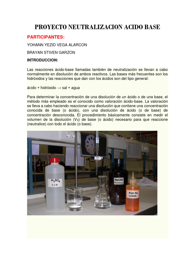 Proyecto de Neutralización Ácido-Base | PDF | Arte | Ciencia y matemáticas