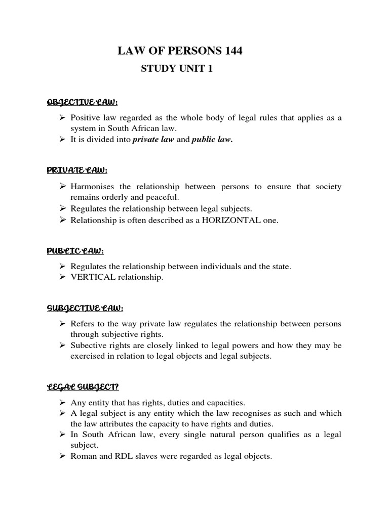 Law of Persons 144 Notes | PDF | Will And Testament | Legal Concepts