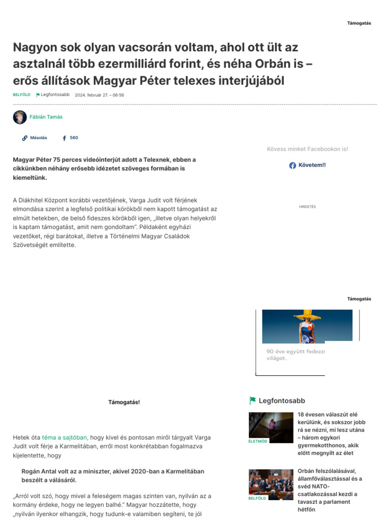 Telex - Nagyon Sok Olyan Vacsorán Voltam, Ahol Ott Ült Az Asztalnál ...