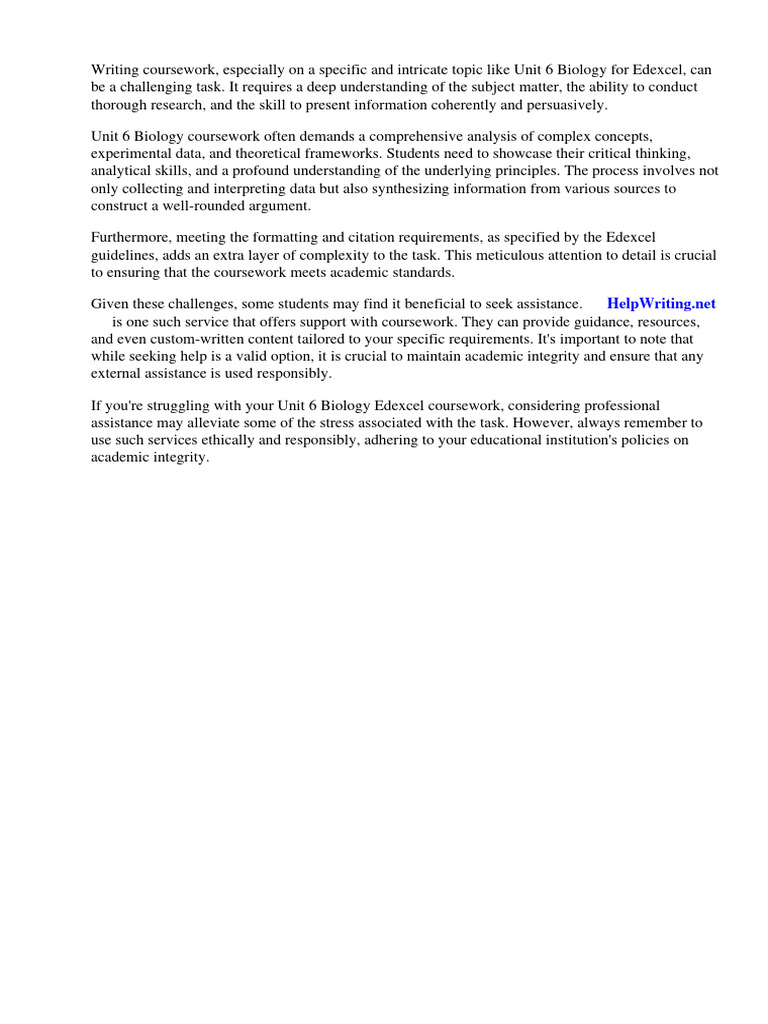 Unit 6 Biology Edexcel Coursework Examples | PDF | Photosynthesis ...