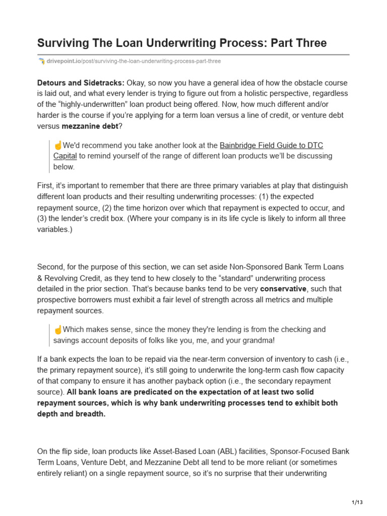 REF - Loan Underwriting Process 3 | PDF | Loans | Debt