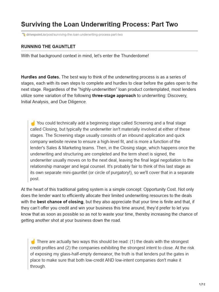 Ref Loan Underwriting Process 2 Pdf