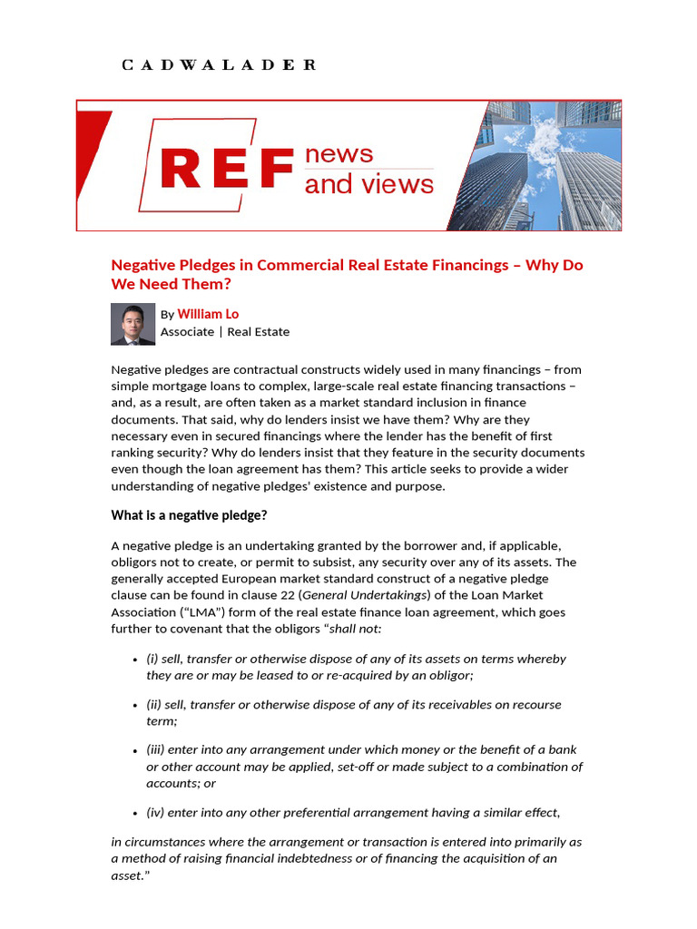 REF - Negative Pledges in Commercial Real Estate Financings - Why Do We ...
