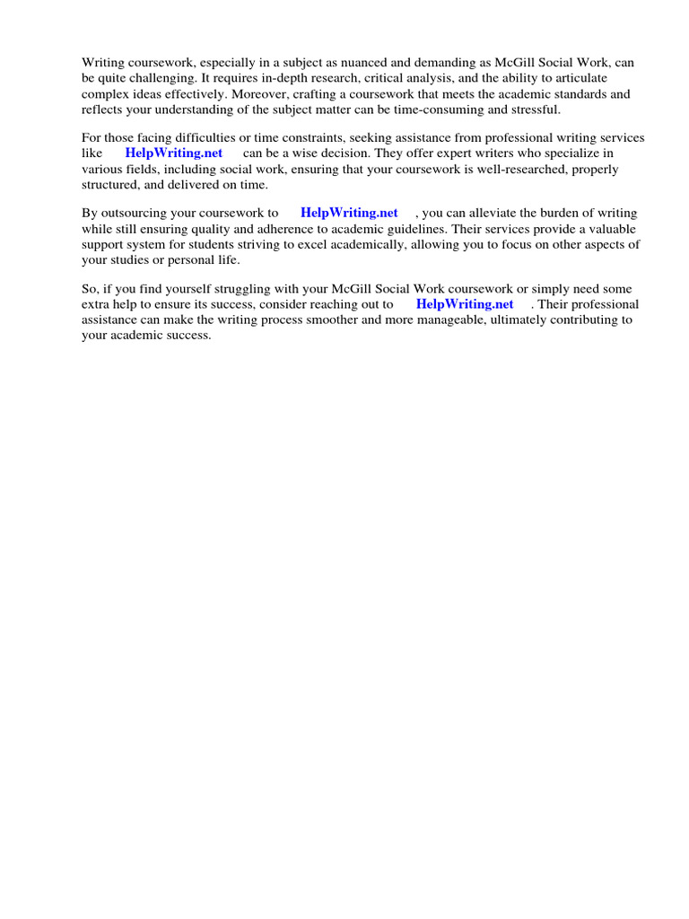 Mcgill Social Work Course Outline | PDF | Social Work | Thesis