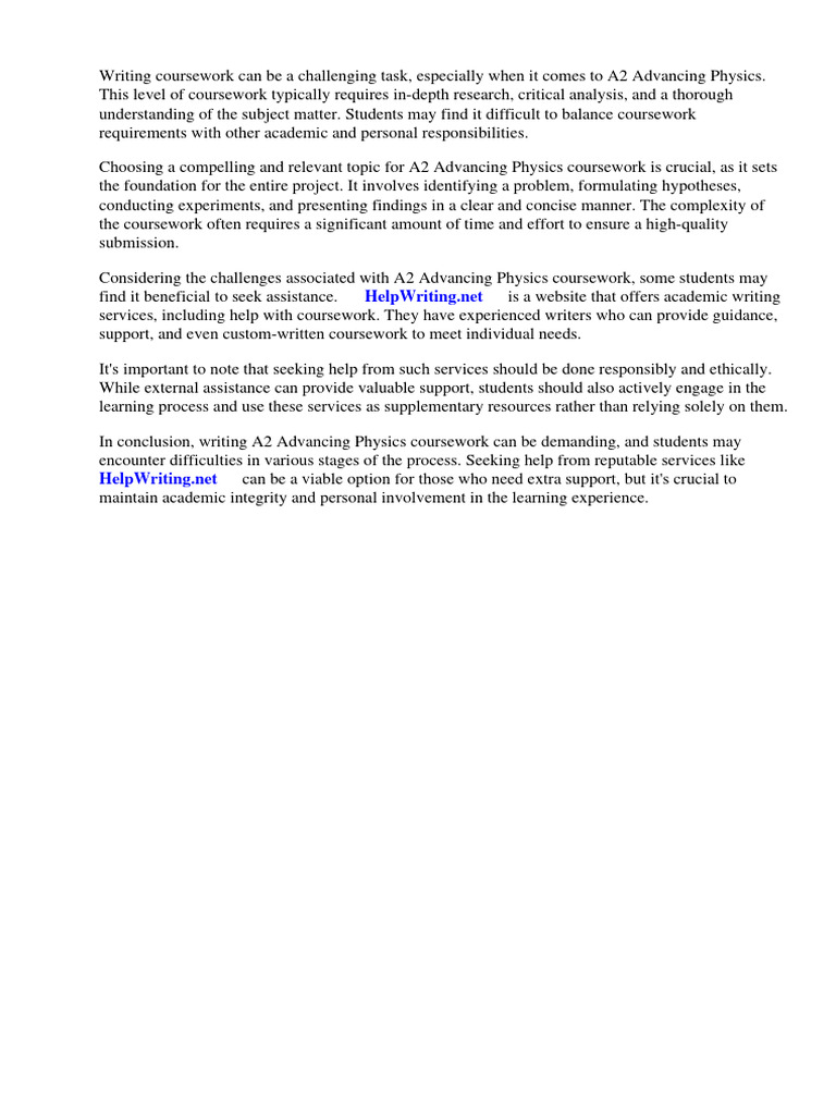 A2 Advancing Physics Coursework Ideas | PDF | Physics | Gce Advanced ...
