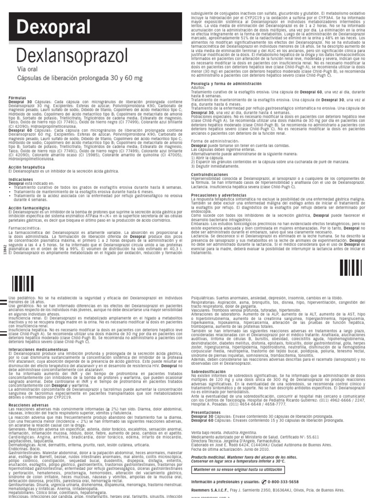 Dexopral: Dexlansoprazol | PDF | Farmacocinética | Medicina CLINICA