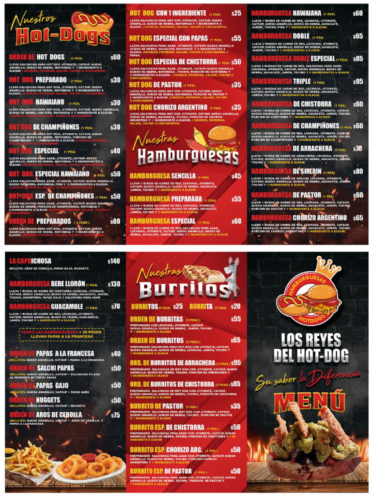 Menu Digital Los Reyes Del Hot Dog 2024 | PDF