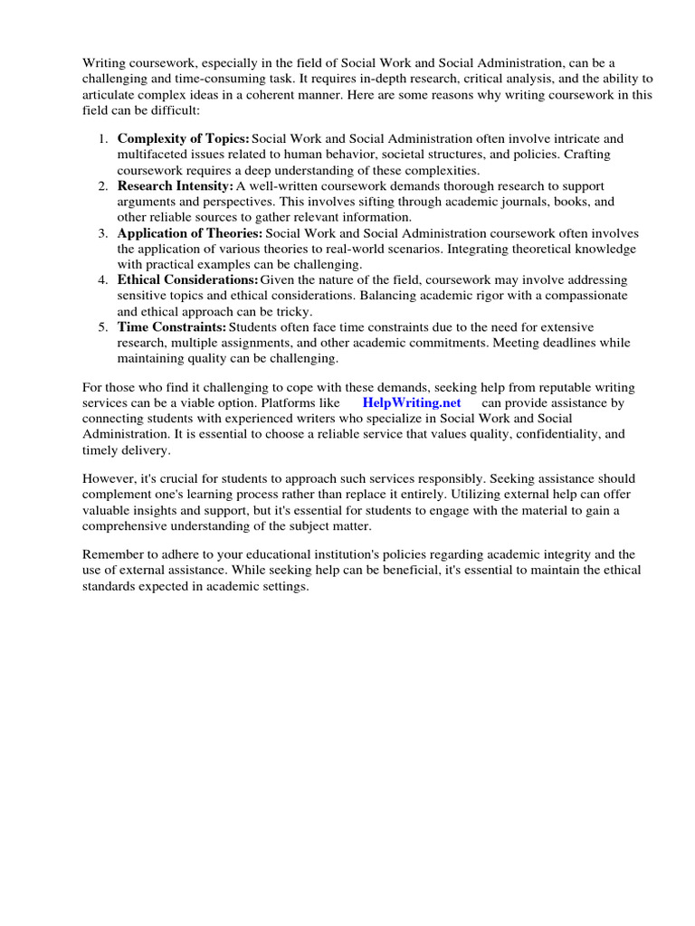 Social Work and Social Administration Course Units | PDF | Social Work ...