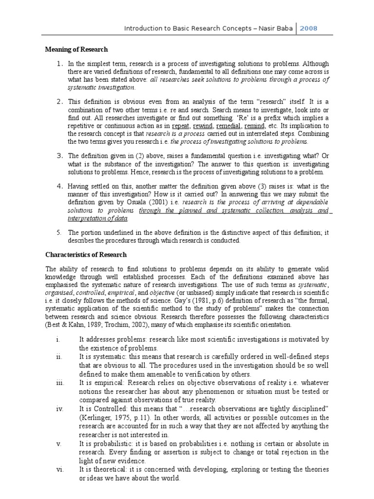Lect 1: Meaning and Charateristics of Reseearch | PDF | Scientific ...