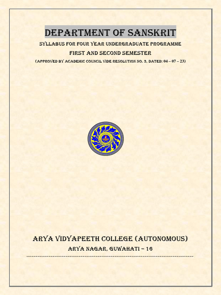 Department of Sanskrit | PDF | Vedas | Sanskrit Literature