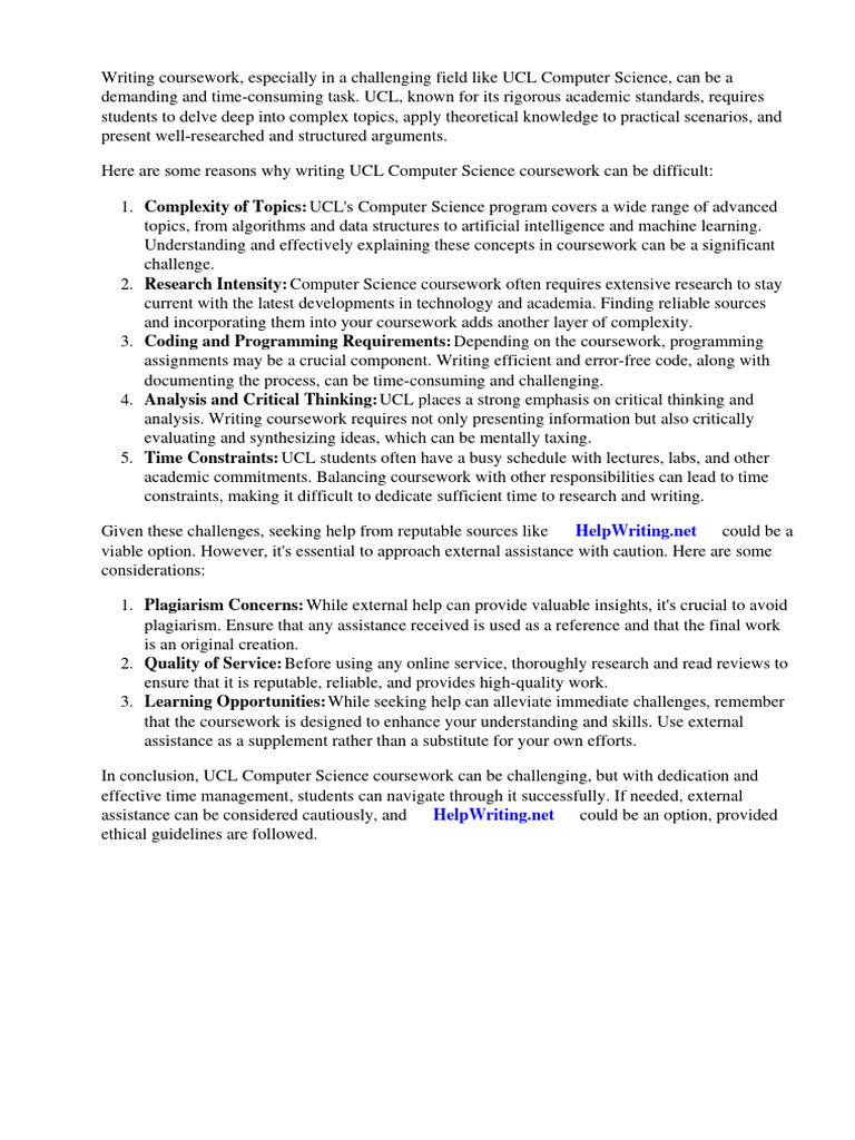 Ucl Computer Science Coursework | PDF | Computer Science | Science