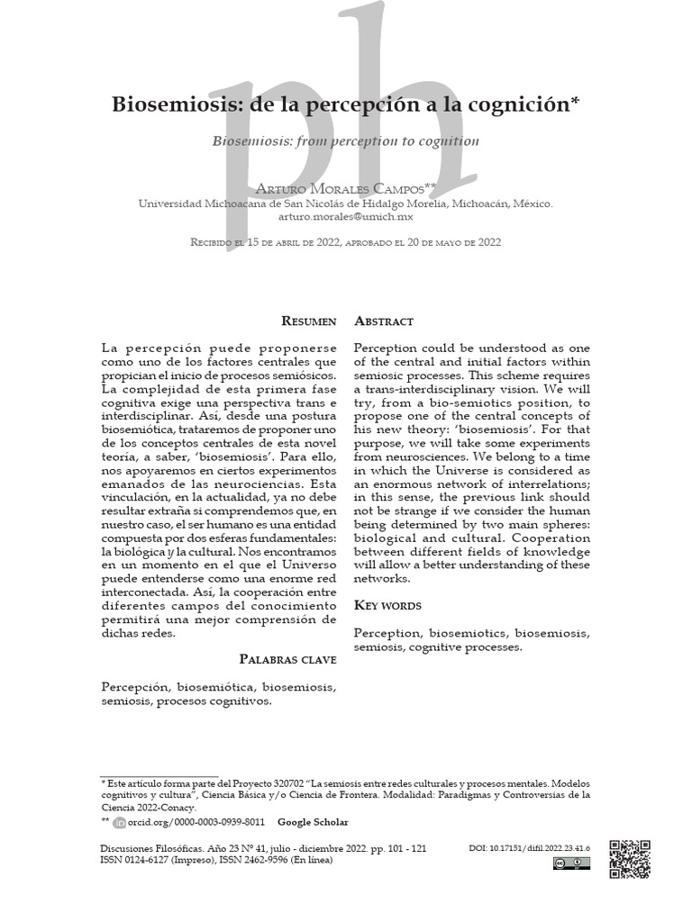 Biosemiosis: Percepción y Cognición | PDF | Percepción | Charles ...
