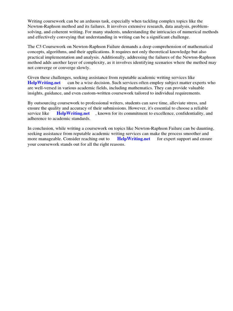 c3 Coursework Newton Raphson Failure | PDF | Mathematics | Applied Mathematics