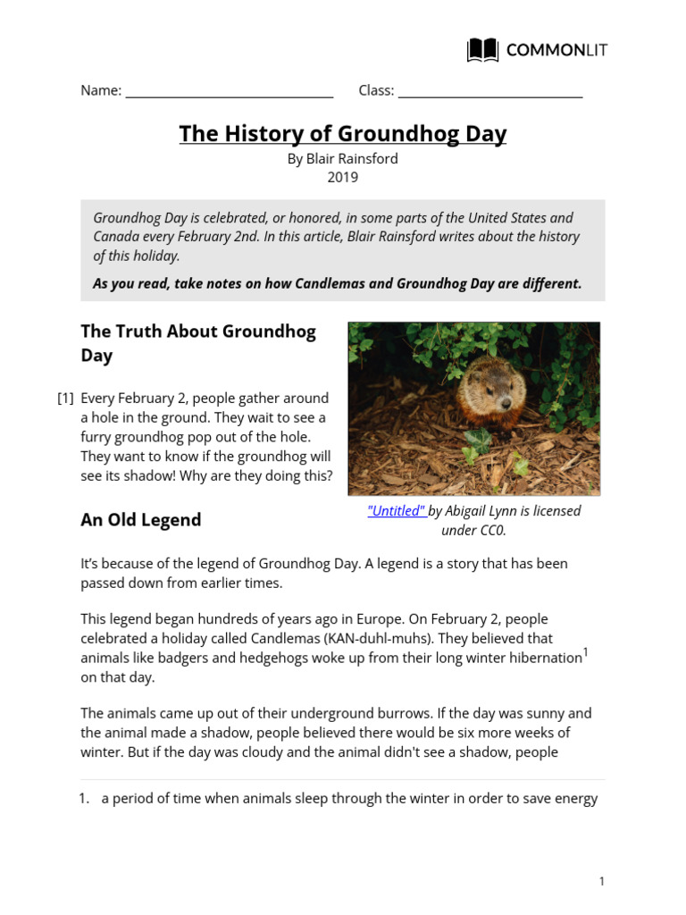 The History of Groundhog Day-Teacher | PDF