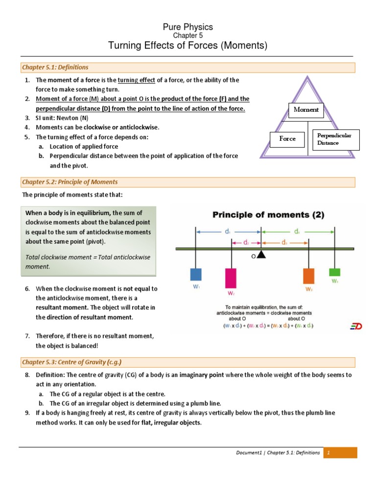 Physics Chapter 5 Revision Notes For Exam | PDF | Center Of Mass | Force