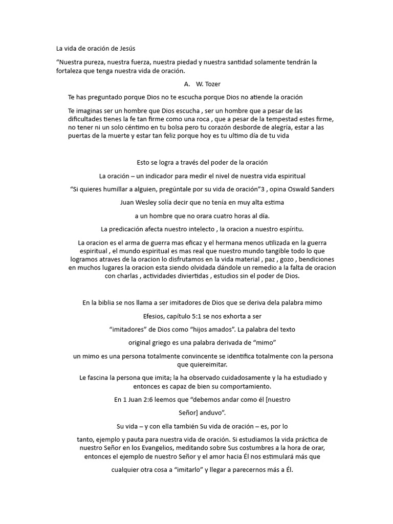 La Vida De Oración De Jesús Pdf Oración Creencia Religiosa Y Doctrina