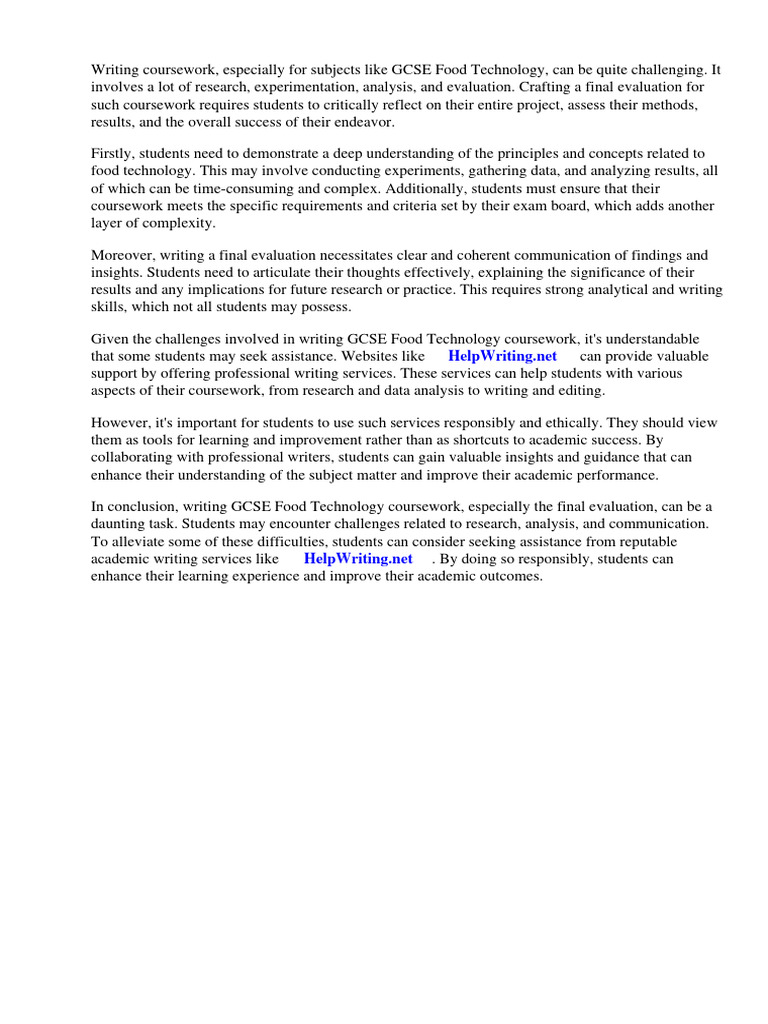Gcse Food Technology Coursework Final Evaluation | PDF | Evaluation
