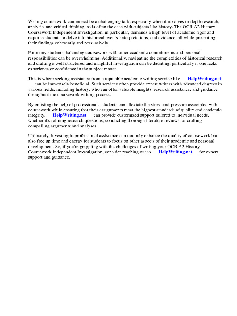 Ocr A2 History Coursework Independent Investigation | PDF | Gce ...