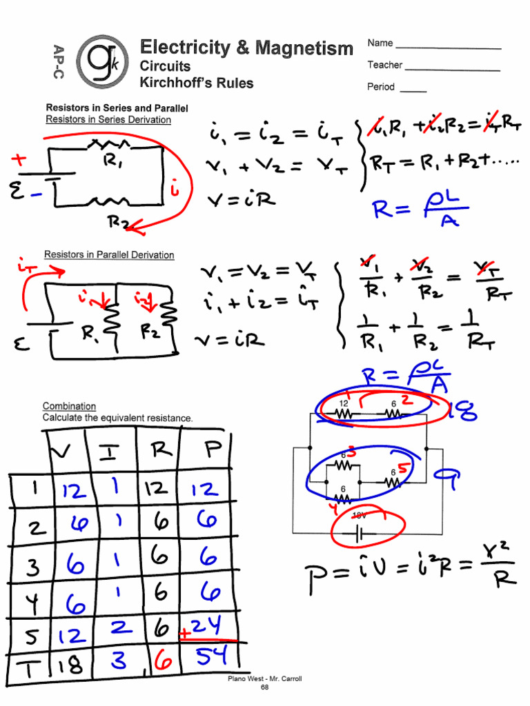 Circuits Teacher Plano Notes | PDF | Metrology | Physical Sciences