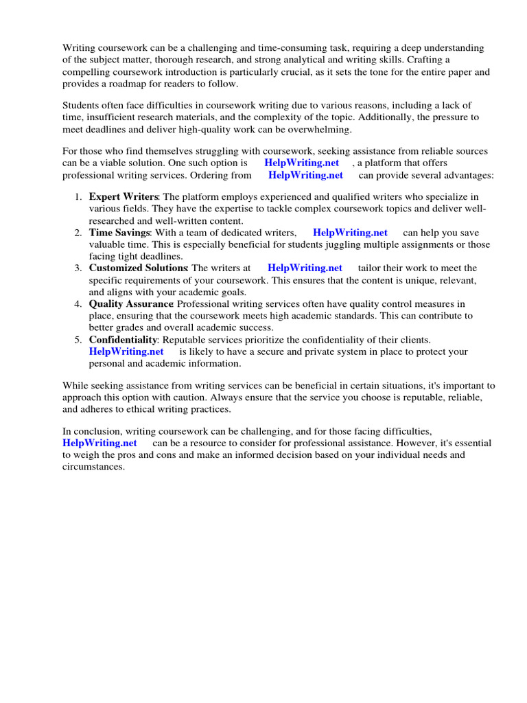 Coursework Introduction | PDF | Thesis | Methodology