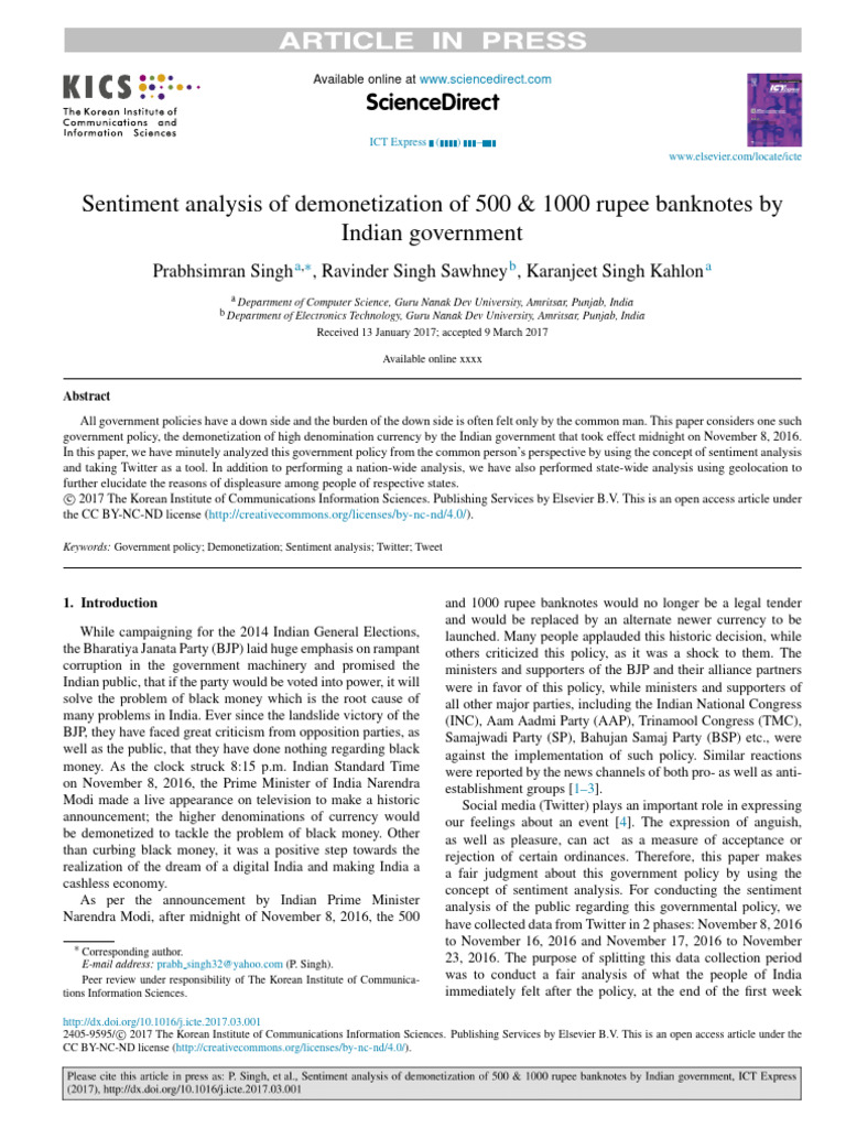 1-S2.0-Sentiment Analysis of Demonetization | PDF