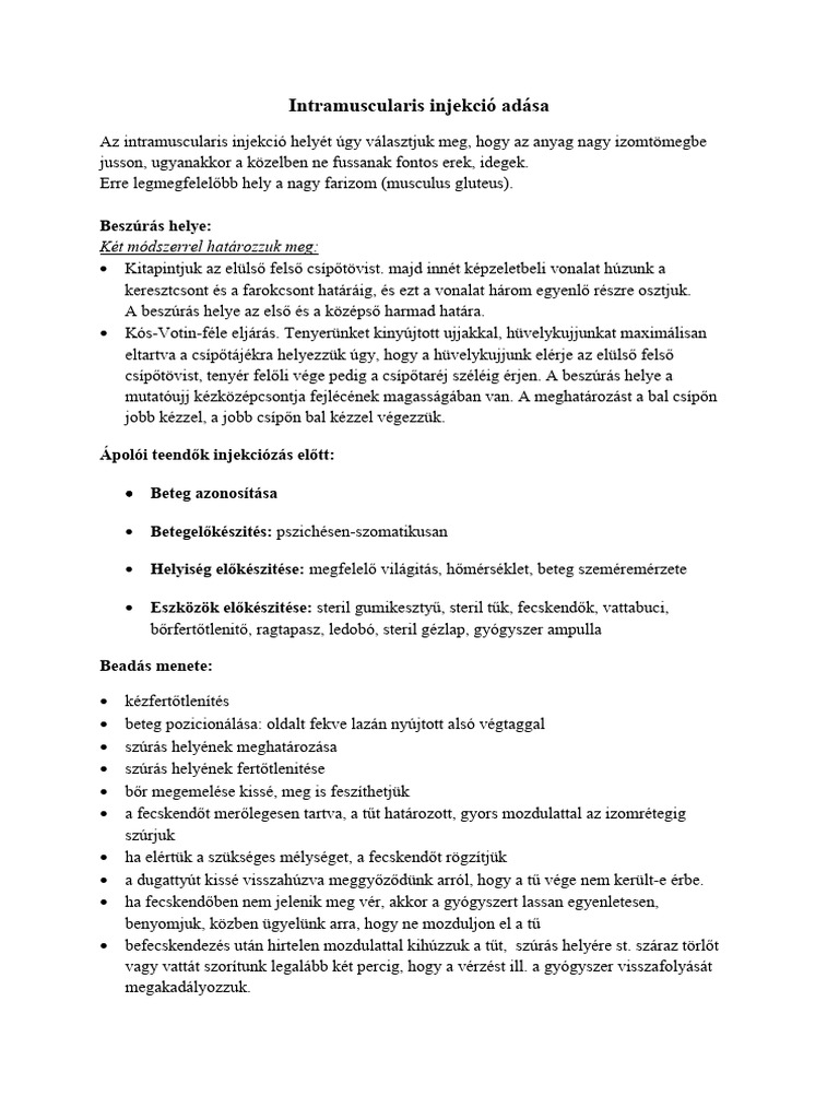 KLAU Intramuscularis Injekció Adása | PDF