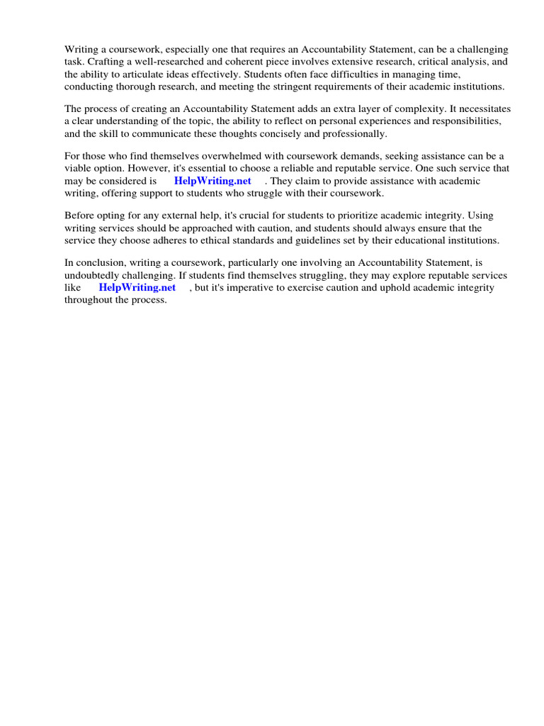 Coursework Accountability Statement | Download Free PDF | Performance ...