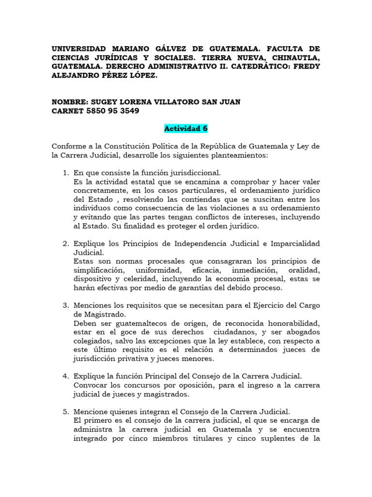 Actividad 6 | PDF | Judicaturas | Juez