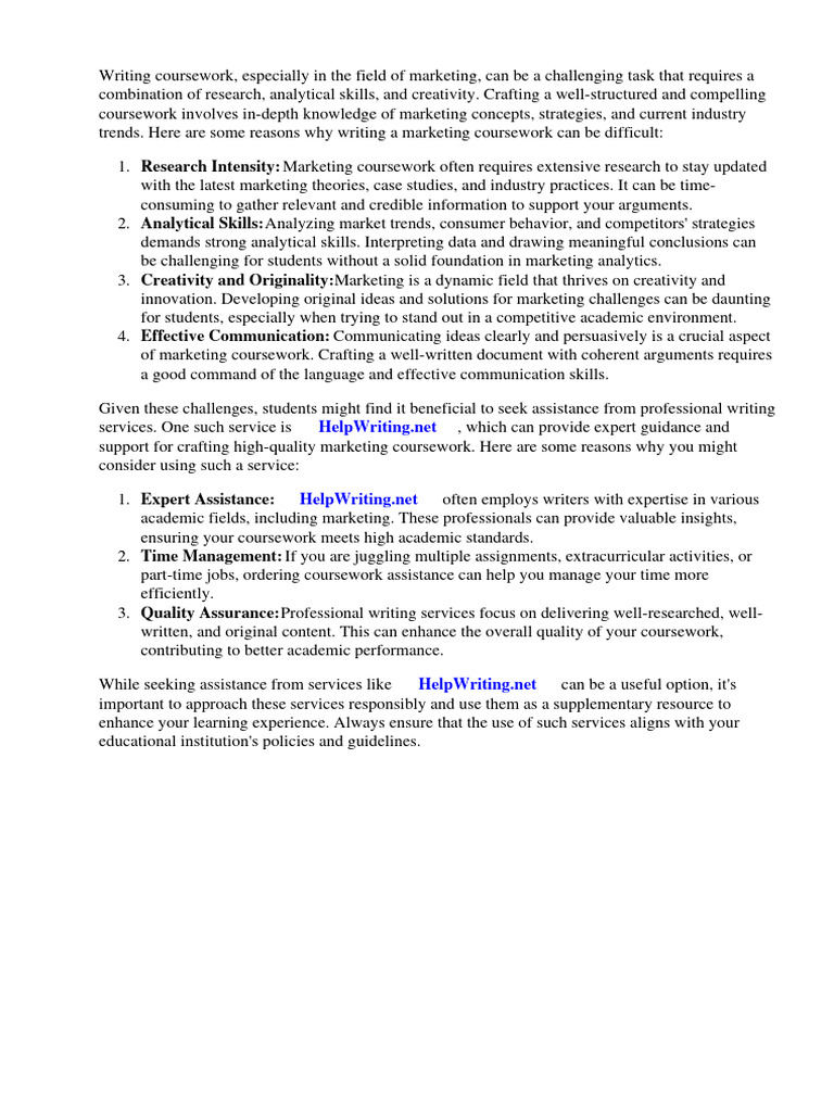 Challenges in Writing Marketing Coursework | PDF | Marketing | Creativity