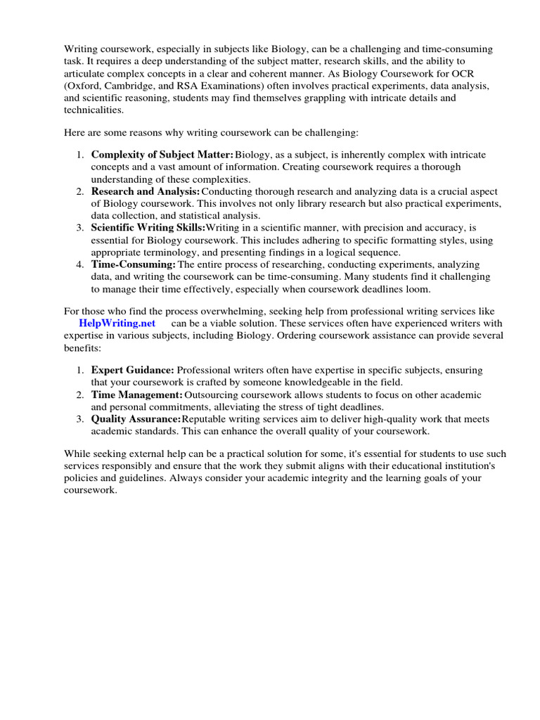 As Biology Coursework Ocr | PDF | Expert | Facebook