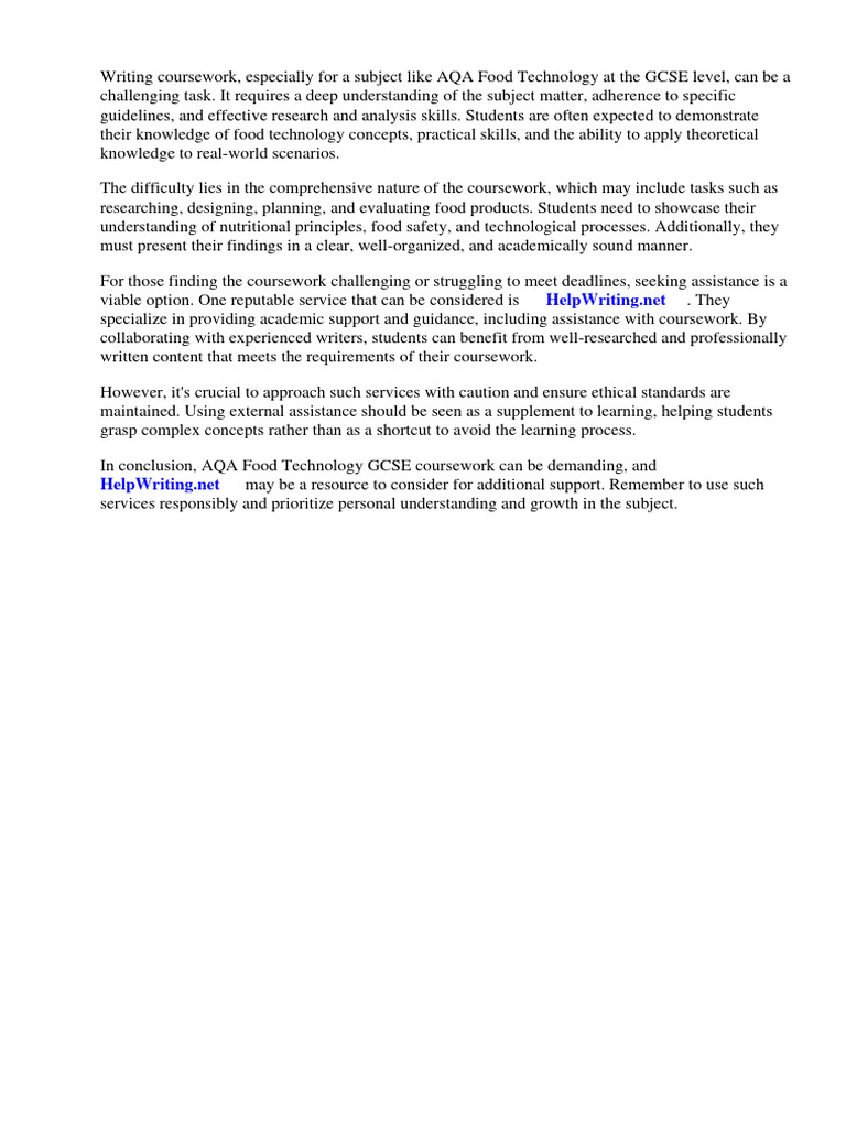 Aqa Food Technology Coursework Gcse | PDF | Linked In | Facebook