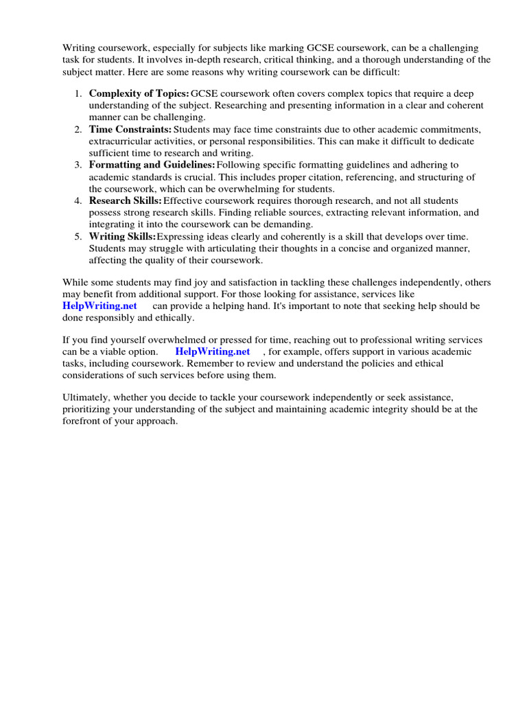 Marking Gcse Coursework | PDF