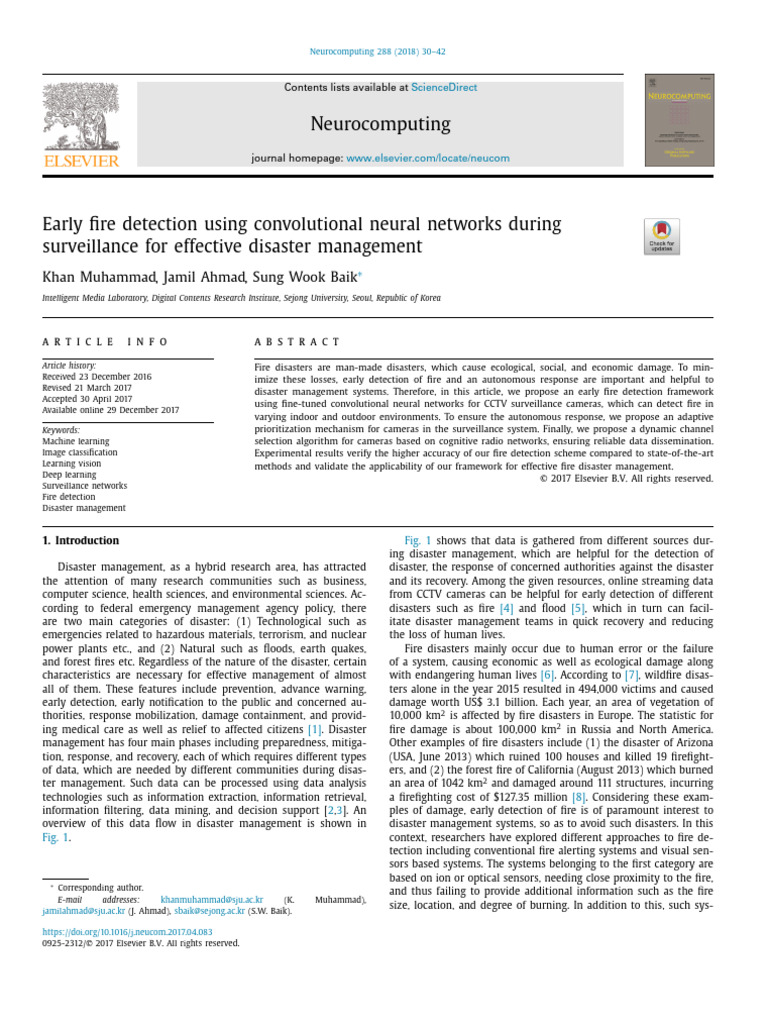 Early Fire Detection Using Convolutional Neural Networks During Surveillance For Effective 