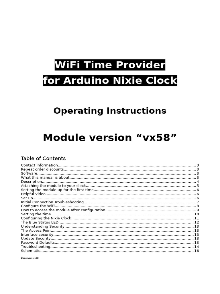 Arduino Nixie Clock WiFi Setup Guide | PDF | Wi Fi | Wireless Lan