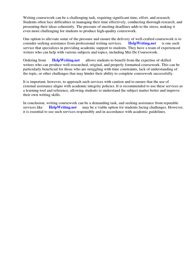 Mei de Coursework Deadline | PDF | Essays