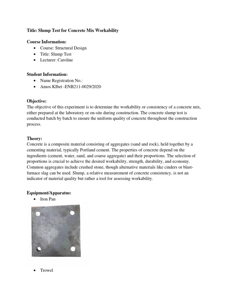Slamp Test | PDF | Concrete | Construction Aggregate