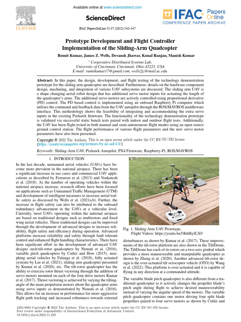 Prototype Development and Flight Controller Implementation - 2022 - IFAC Papers | PDF ...