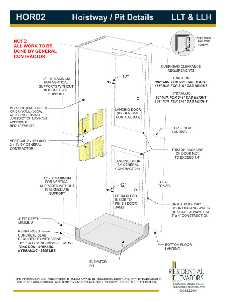 Residential Elevator - Hoistway Pit Detail | PDF | Elevator | Building Materials