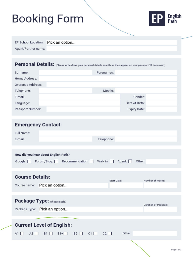 EP-Adult Enrolment Form | PDF | Travel Visa | Passport