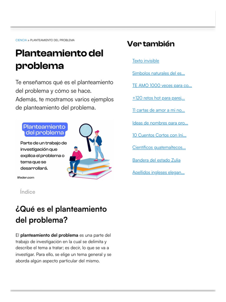 Planteamiento Del Problema - Qué Es, Cómo Se Hace, Ejemplos | PDF ...