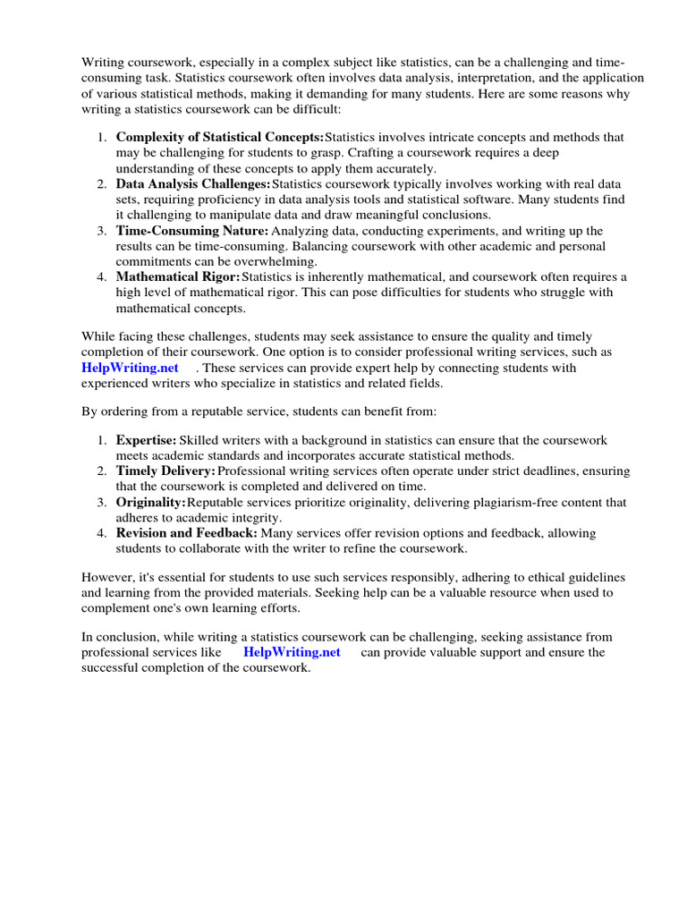 Example of Statistics Coursework | PDF | Statistics | Sampling (Statistics)