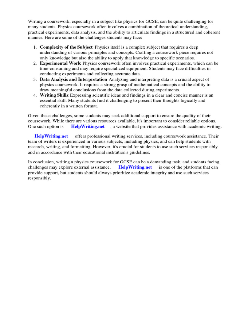 Physics Coursework Example Gcse | PDF | Experiment | Knowledge