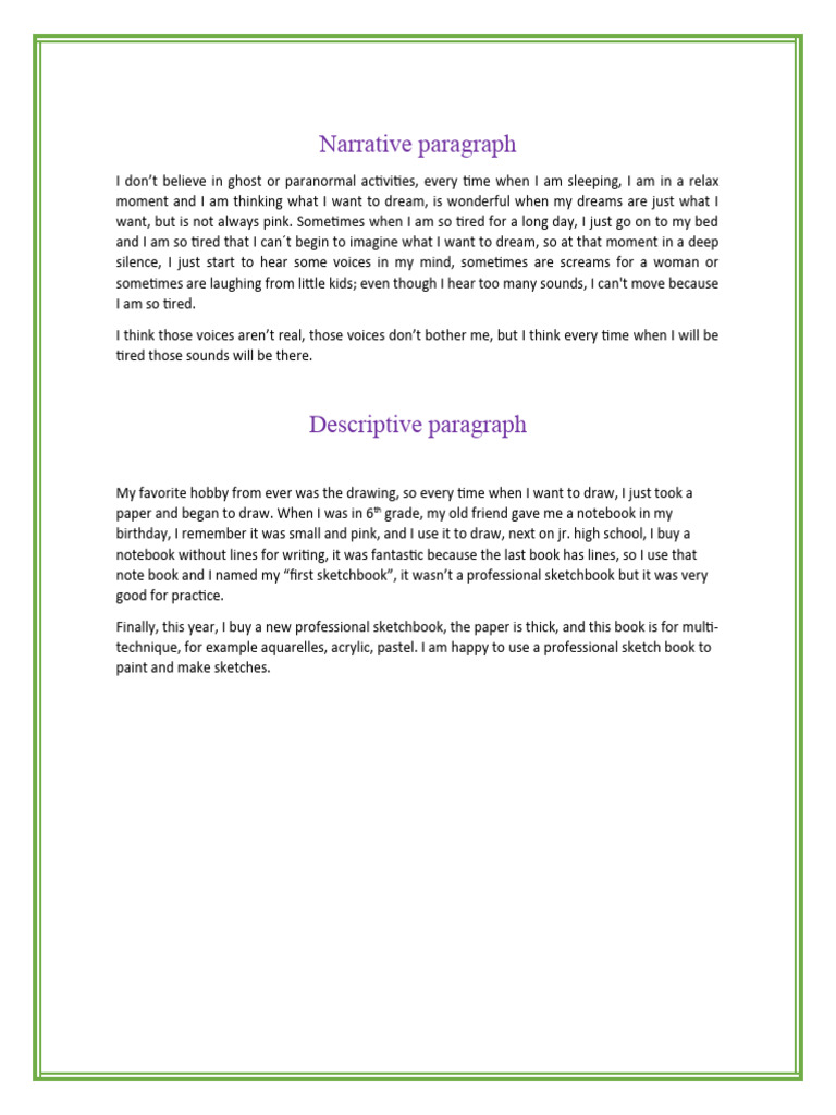 Narrative and Descriptive Phrases | PDF