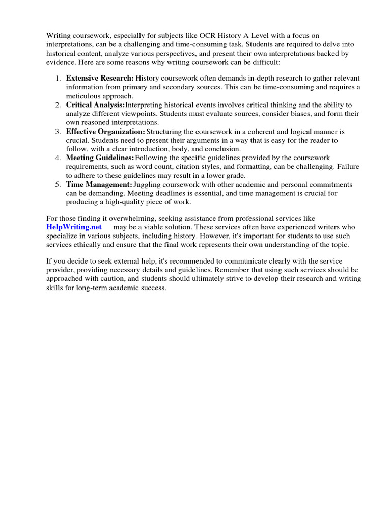 Ocr History A Level Coursework Interpretations | PDF | Critical ...