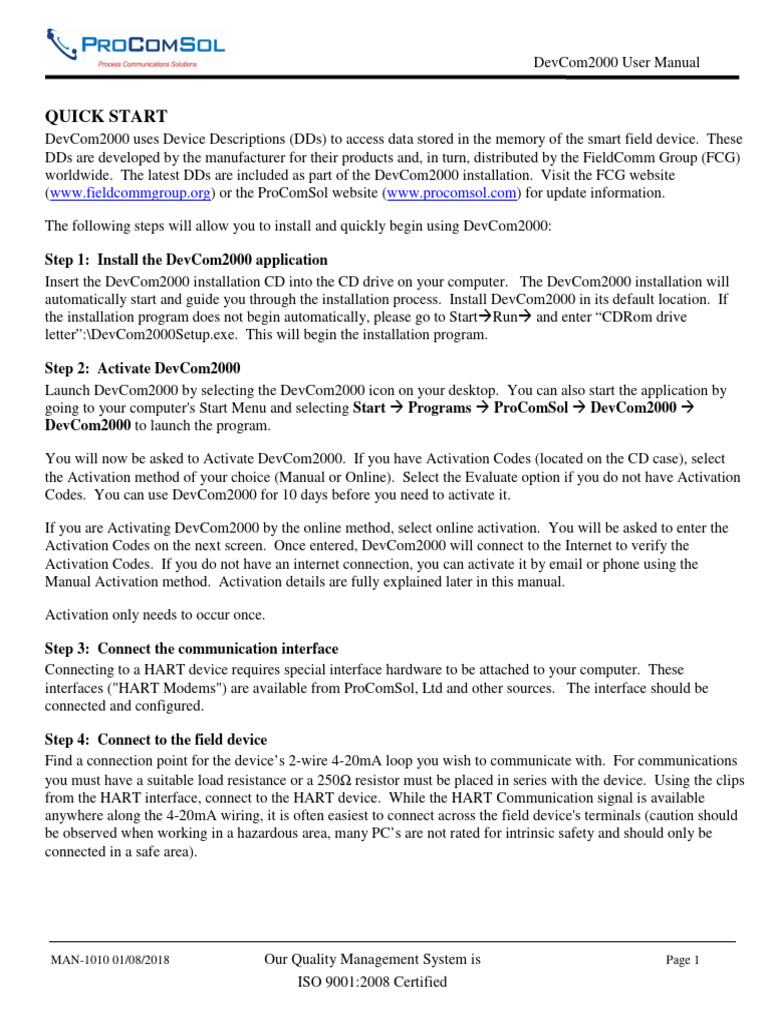 ProComSol DevCom2000 User Manual | PDF | Menu (Computing) | Icon (Computing)