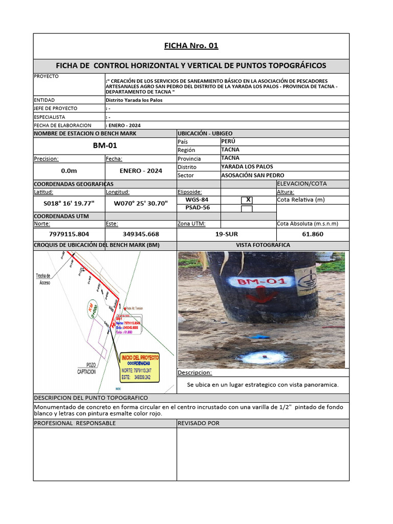Fichas de Puntos de Control Topografico Editable | Descargar gratis PDF | Geofísica | Geología