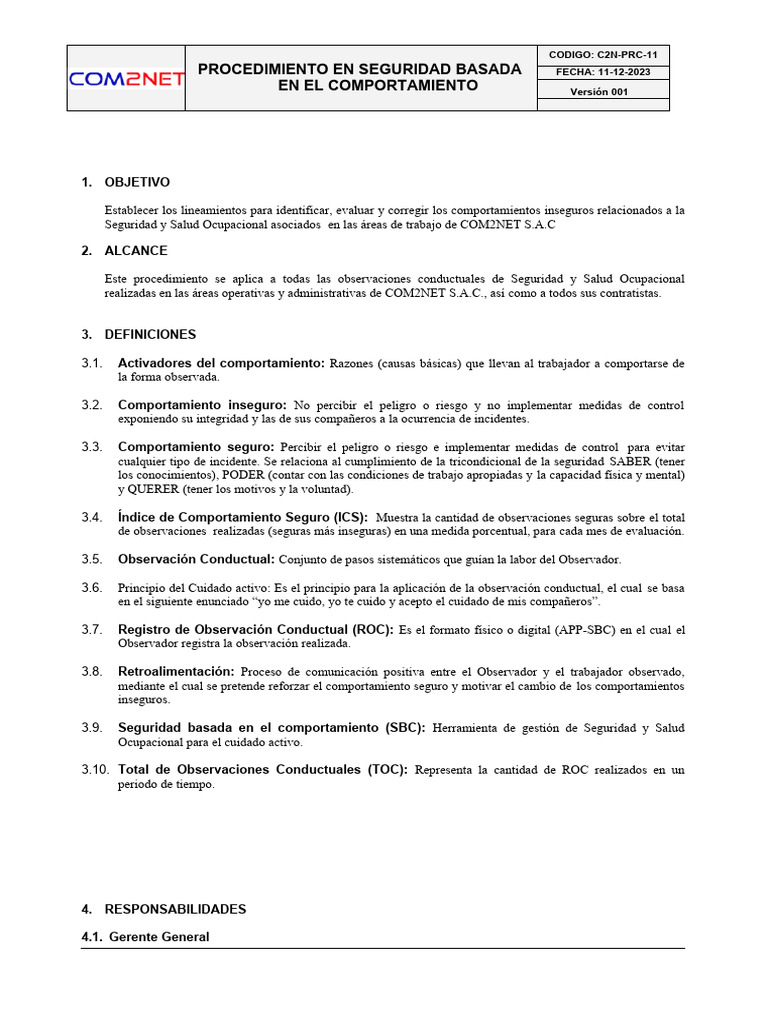 Seguridad Conductual en COM2NET | PDF | Comportamiento | Seguridad y ...